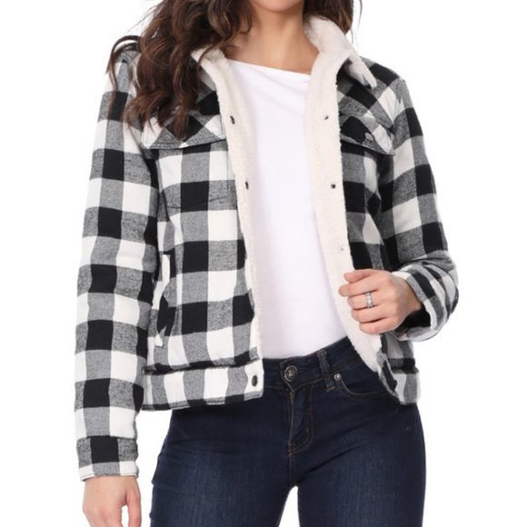 MONTREZ LADIES BLACK & WHITE BUFFALO PLAID JACKET | Jackets & Coats ...